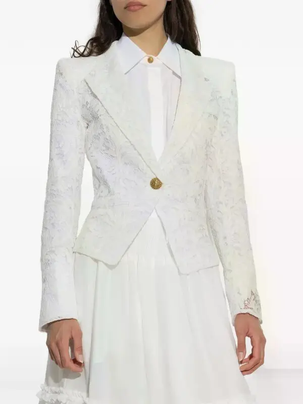 Balmain Lace-patterned Buttoned Blazer