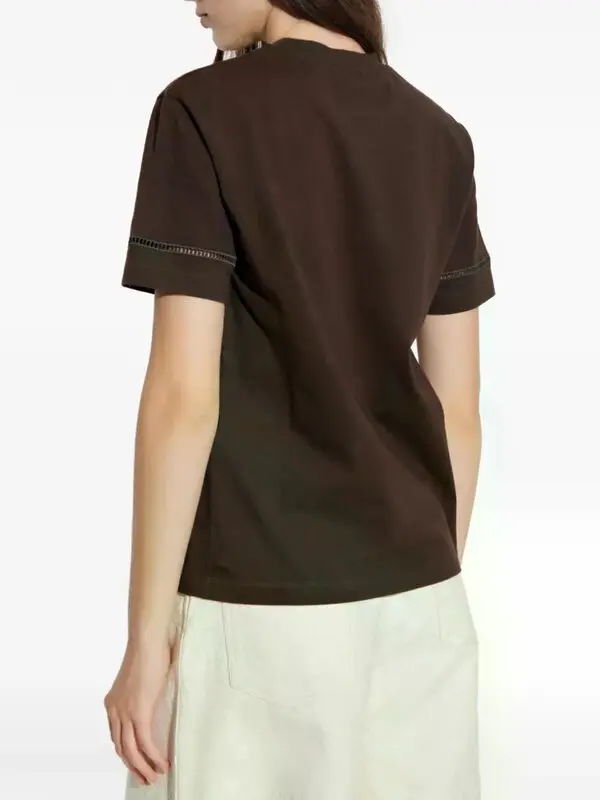 FERRAGAMO Logo-patch Open-knit-trim T-shirt