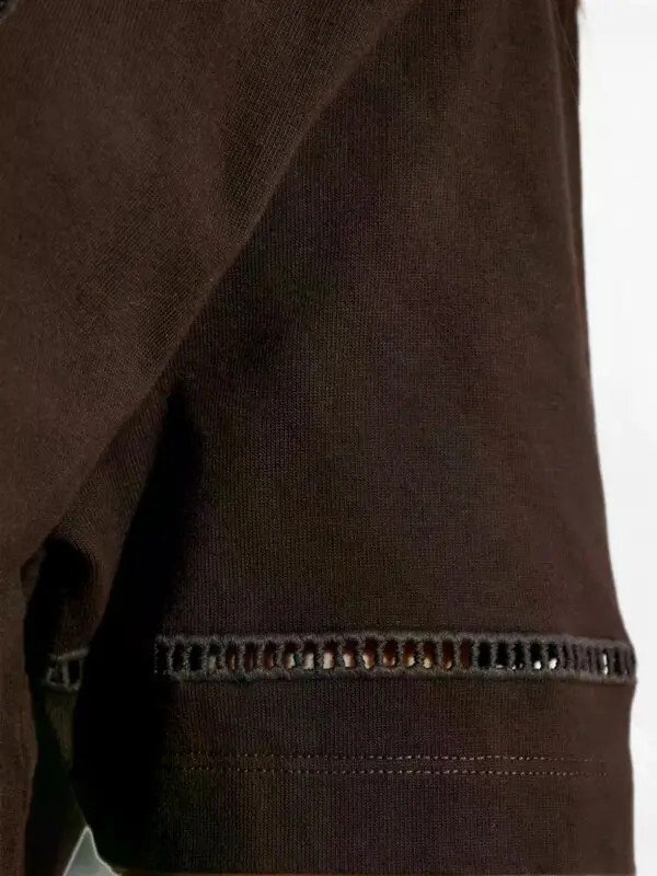 FERRAGAMO Logo-patch Open-knit-trim T-shirt