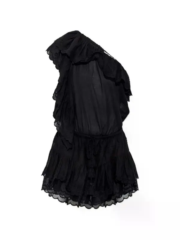 MARANT ETOILE Lalia Ruffled One-shoulder Playsuit - Black