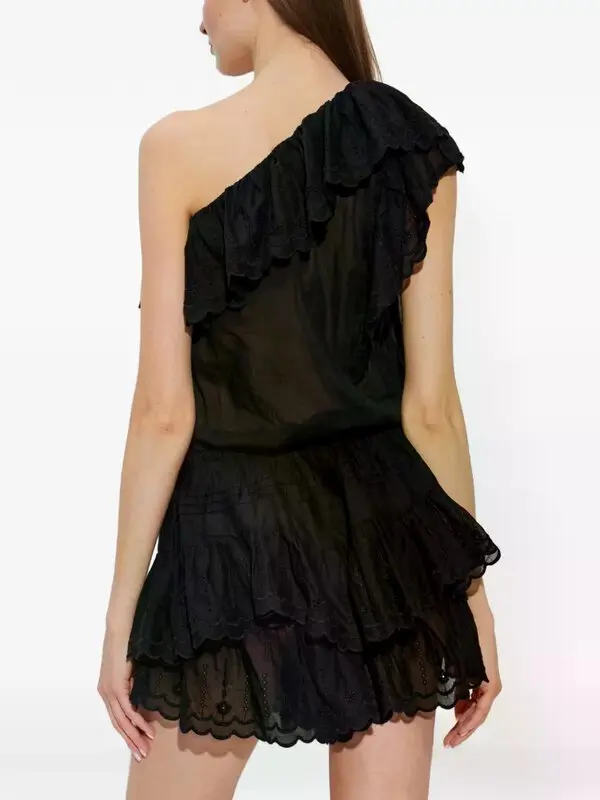 MARANT ETOILE One-shoulder Ruffled Broderie Anglaise Playsuit