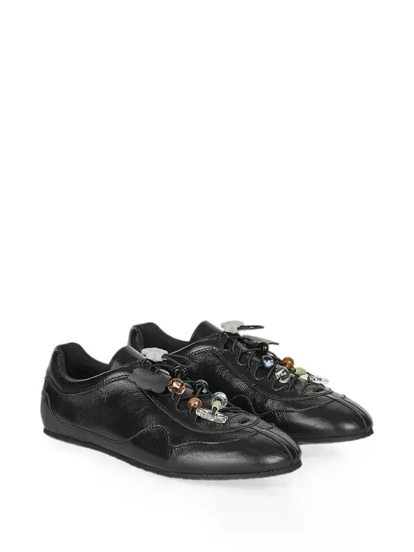 Cecilie Bahnsen Blaise Bead-embellished Leather Low-top Sneakers - Black