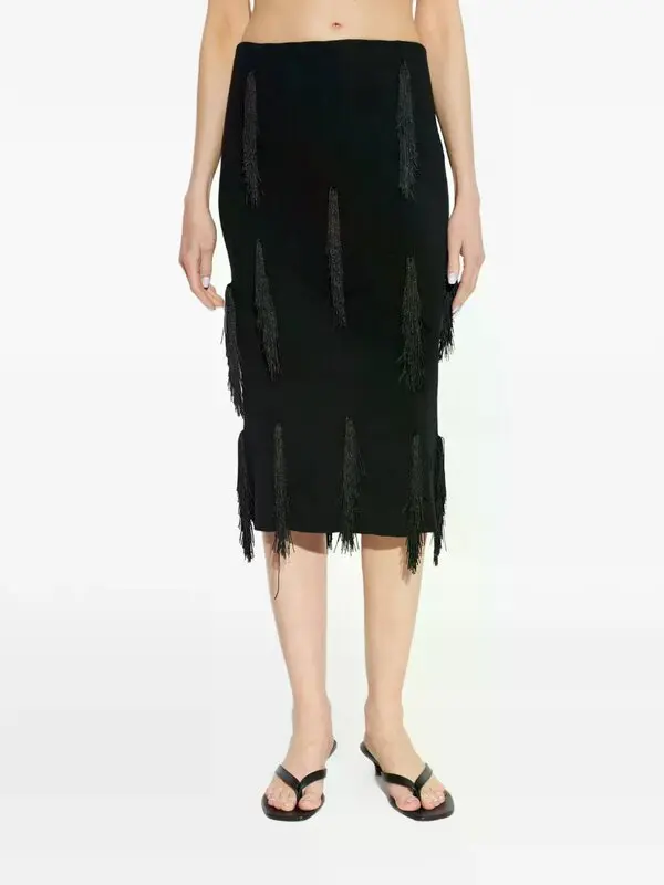 IRO PARIS Fringed Ribbed-knit Skirt