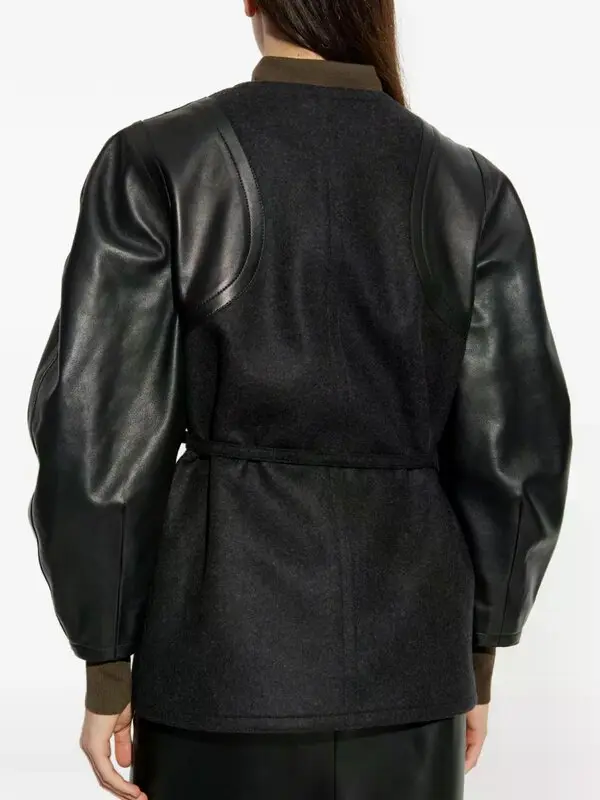 Fendi Leather-sleeve Belted Jacket