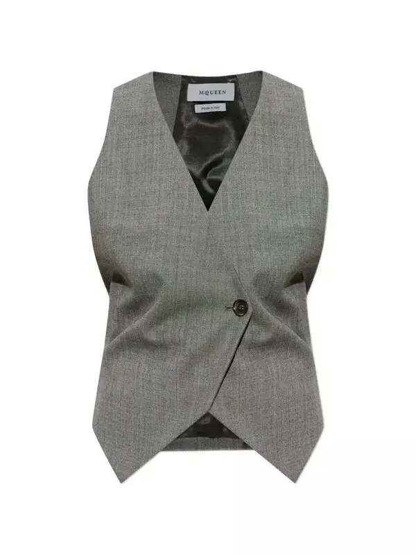 Alexander McQueen Lace-up Asymmetric-hem Vest - Grey