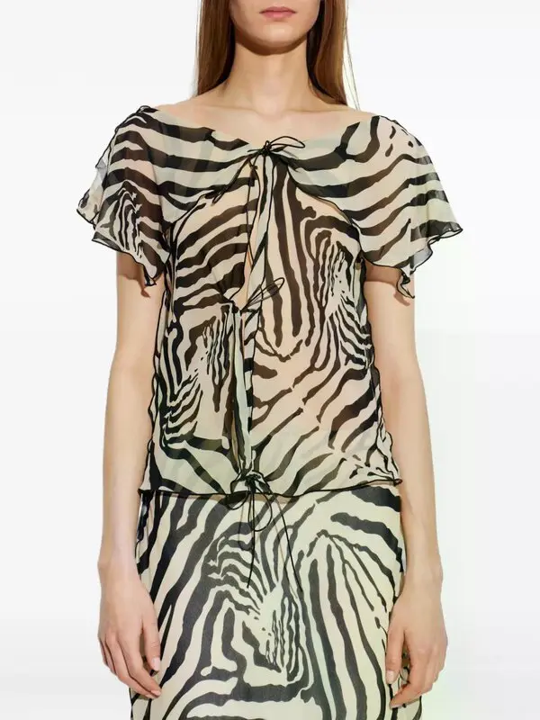 IRO PARIS Zebra-print Ruffled Top