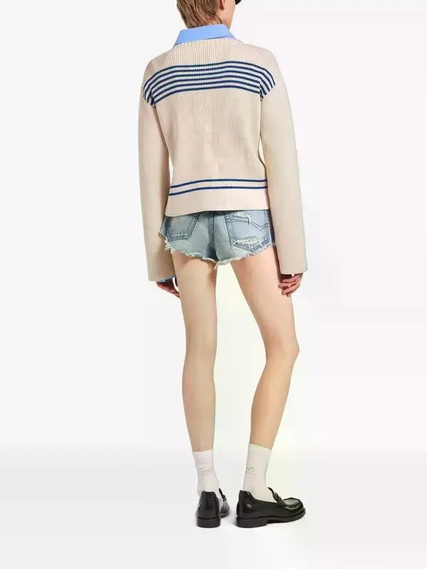 Balenciaga Distressed Frayed Edge Denim Shorts - Blue