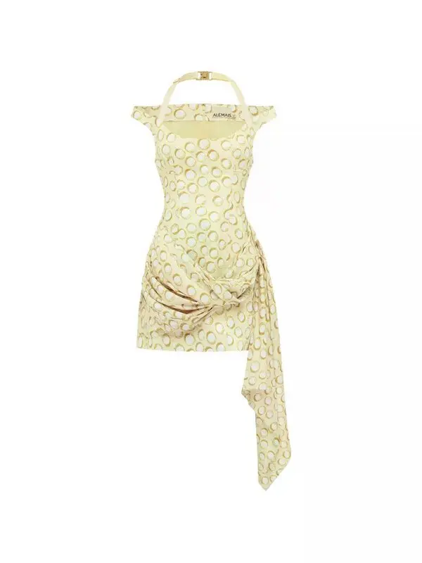 ALEMAIS Alemas Paula Polka-dot Draped Mini Dress - Neutrals