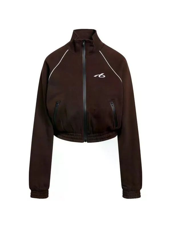 Balenciaga Logo-embroidered Cropped Tracksuit Jacket - Brown
