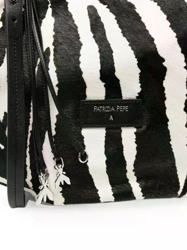 Patrizia Pepe Zebra-print Shoulder Bag - Black