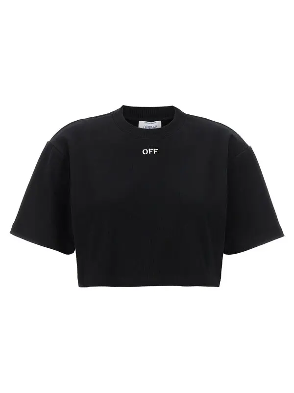 Off-White Off Stamp Cropped T-shirt - Black