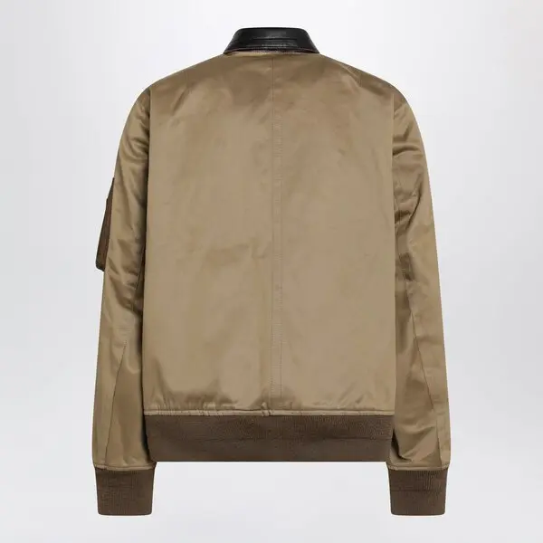 Sacai Beige Cotton And Nylon Bomber Jacket