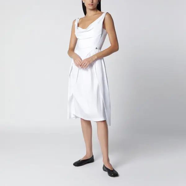 VIVIENNE WESTWOOD Cotton Poplin Midi Dress - White