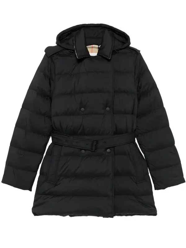 Burberry Belted Quilted Down Coat - Black