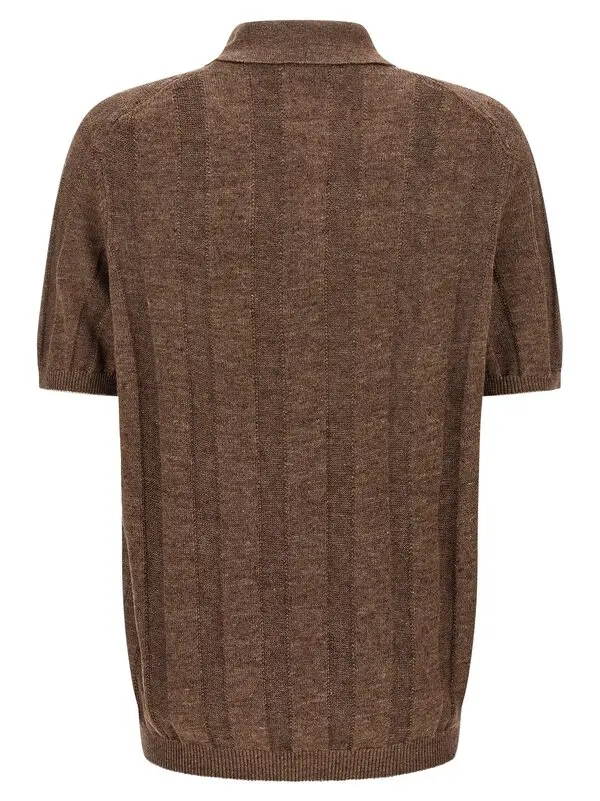 Brunello Cucinelli Wide Ribbed Polo Shirt