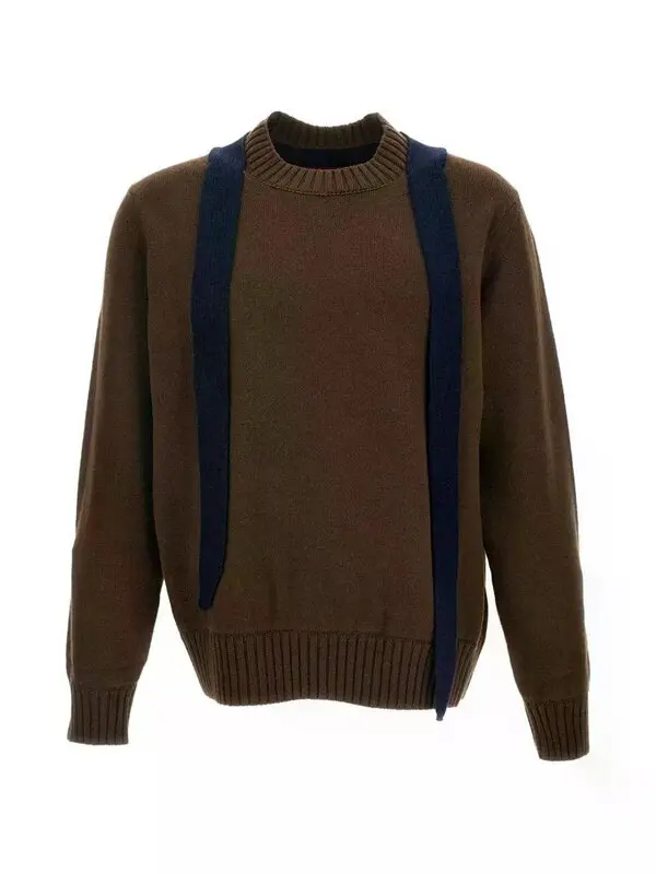 Sacai Crew Neck Sweater With Scarf Detail