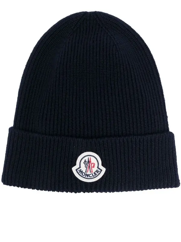 Moncler Virgin Wool Beanie With Logo Patch