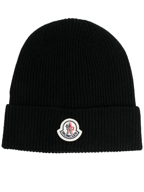 Moncler Virgin Wool Beanie With Logo Patch