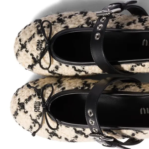 Miu Miu Bouclé Check Ballerinas
