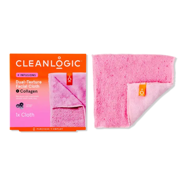 CLEANLOGIC Infusions Dual-texture Facial Cloth + Collagen - One-color