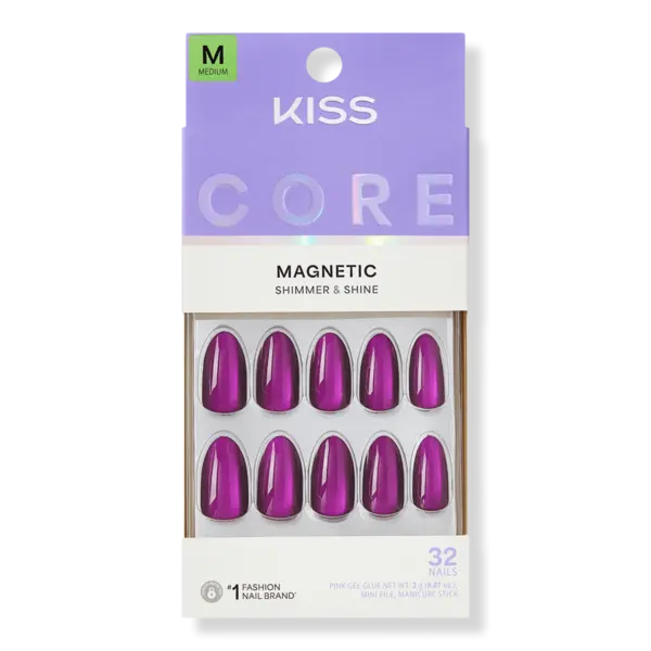 Kiss Core Magnetic Medium Almond Press On Nails - Glaring Sparks