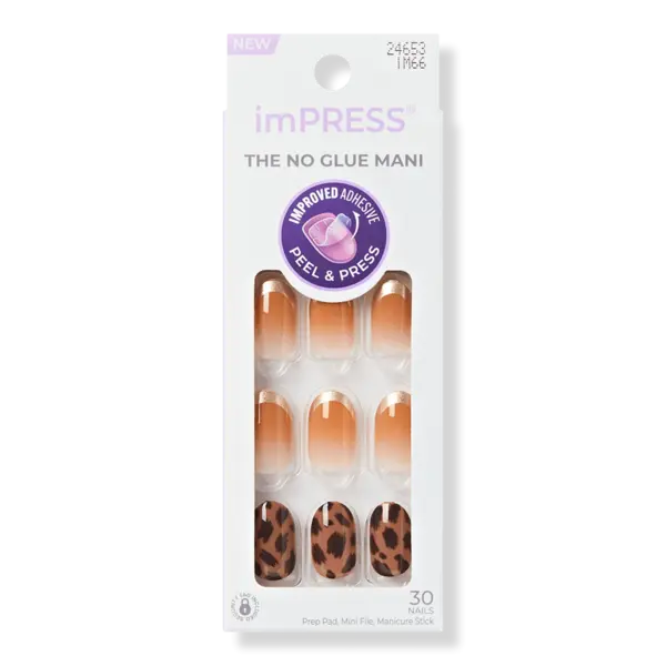 Kiss Impress French Design Short Oval Press On Nails - Polar