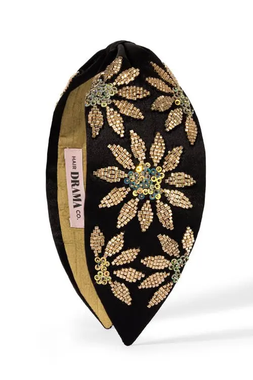 HAIR DRAMA CO Midnight Marigold Headband - Black