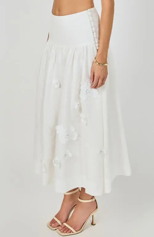 Endless Rose Floral Detail Linen Midi Skirt