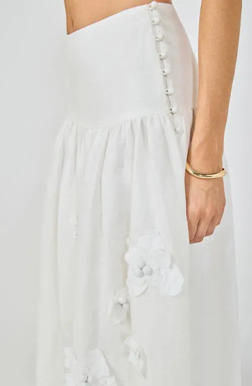 Endless Rose Floral Detail Linen Midi Skirt