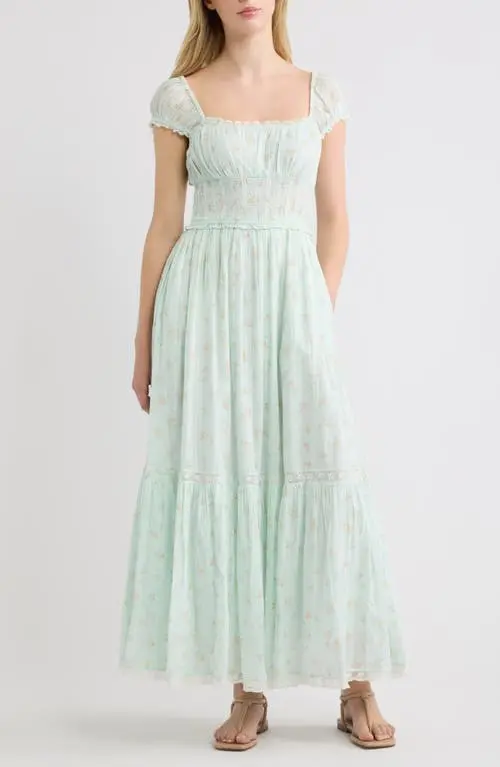 LoveShackFancy Lyssa Smocked Waist Maxi Dress - Celadon Drift