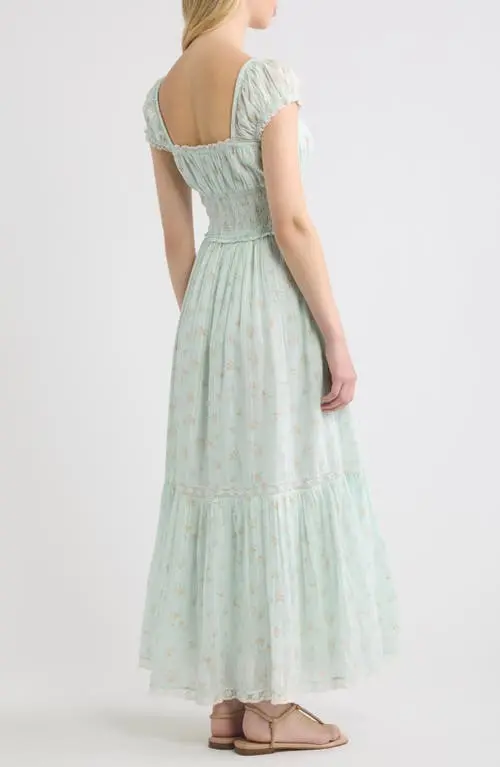 LoveShackFancy Lyssa Smocked Waist Maxi Dress - Celadon Drift