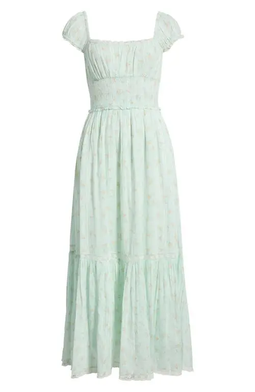 LoveShackFancy Lyssa Smocked Waist Maxi Dress - Celadon Drift