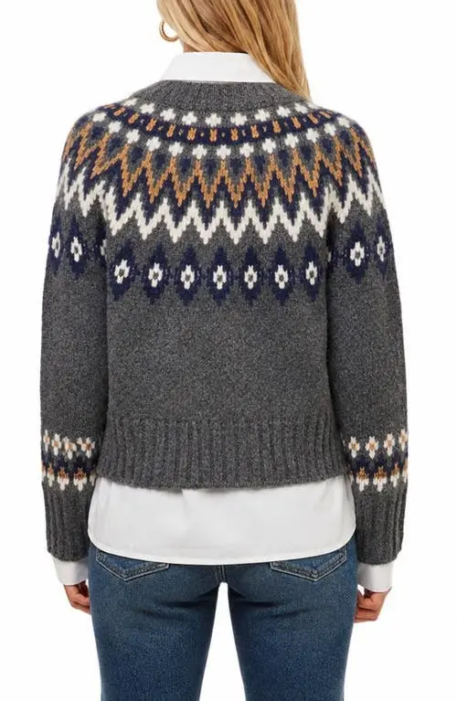 Fifteen Twenty Alina Mixed Media Fair Isle Cardigan