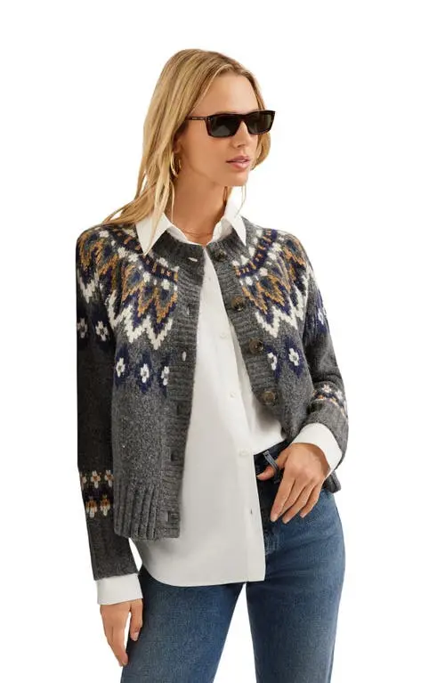 Fifteen Twenty Alina Mixed Media Fair Isle Cardigan