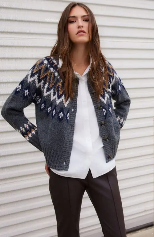 Fifteen Twenty Alina Mixed Media Fair Isle Cardigan