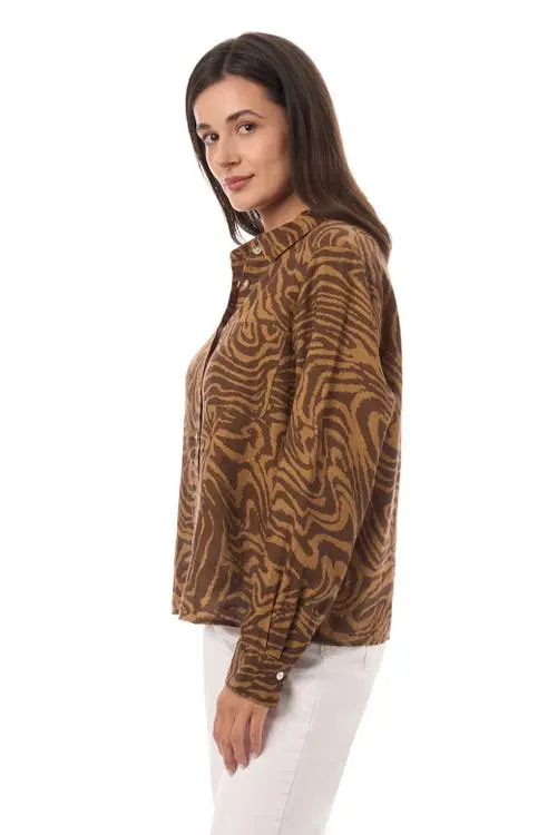 Equipment One Pocket Long Sleeve Linen Shirt With Zebra Print