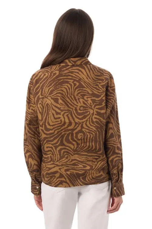 Equipment One Pocket Long Sleeve Linen Shirt With Zebra Print