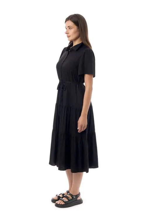 Equipment Jacquard Tiered Belted Midi Dress