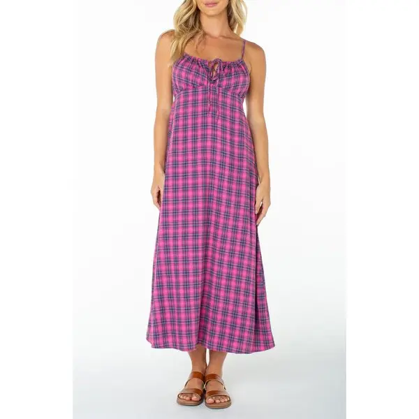 Roxy Late Night Plaid Midi Dress - Naval Acad