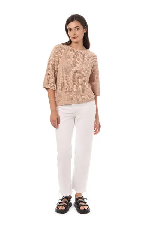 Equipment Mesh Elbow Sleeve Sweater - Desert Rose