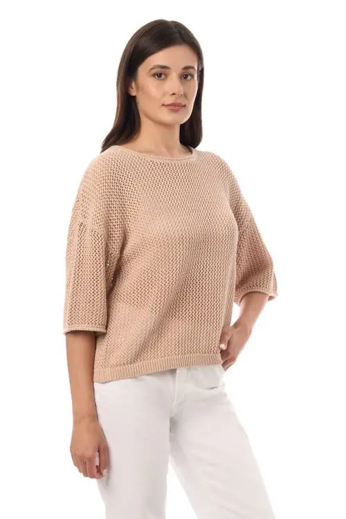 Equipment Mesh Elbow Sleeve Sweater - Desert Rose