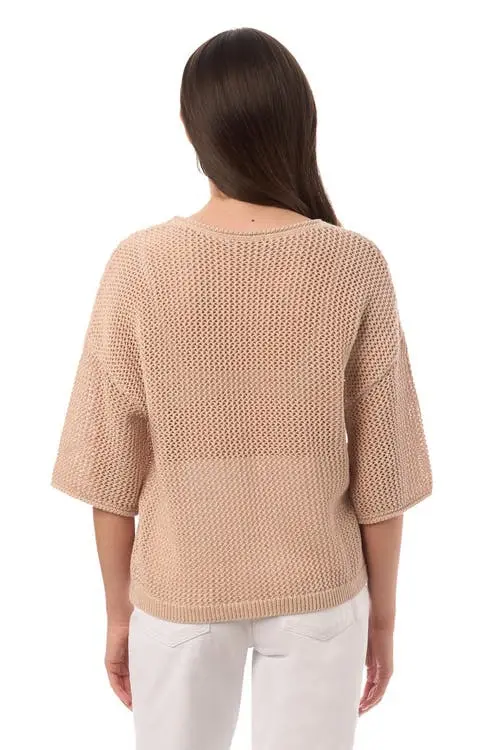 Equipment Mesh Elbow Sleeve Sweater - Desert Rose