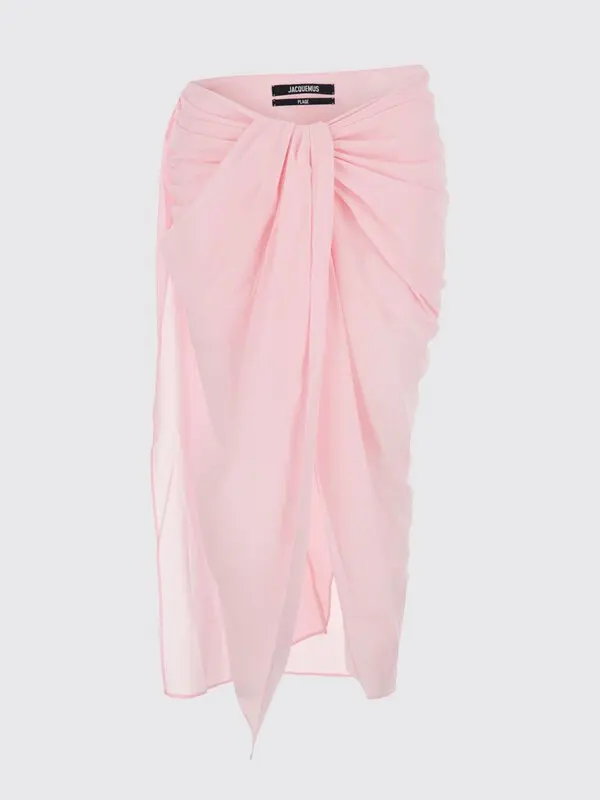 Jacquemus Draped Jersey Pencil Midi Skirt With Asymmetric Hem