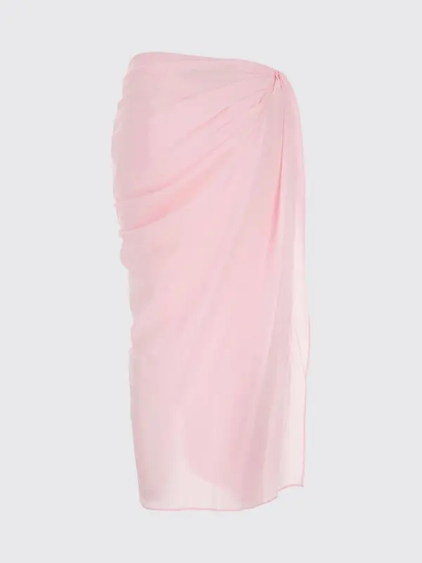 Jacquemus Draped Jersey Pencil Midi Skirt With Asymmetric Hem