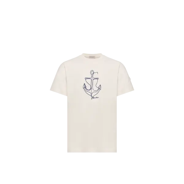 Moncler Embroidered Cotton T-shirt - White