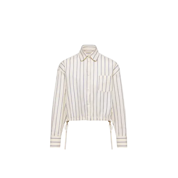 Moncler Striped Cotton & Silk Long Sleeve Shirt - White
