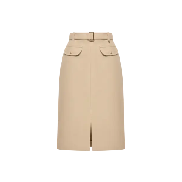 Moncler Belted Knee-length Cotton Skirt - Beige