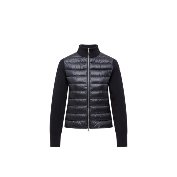 Moncler Padded Wool Zip-up Cardigan - Blue