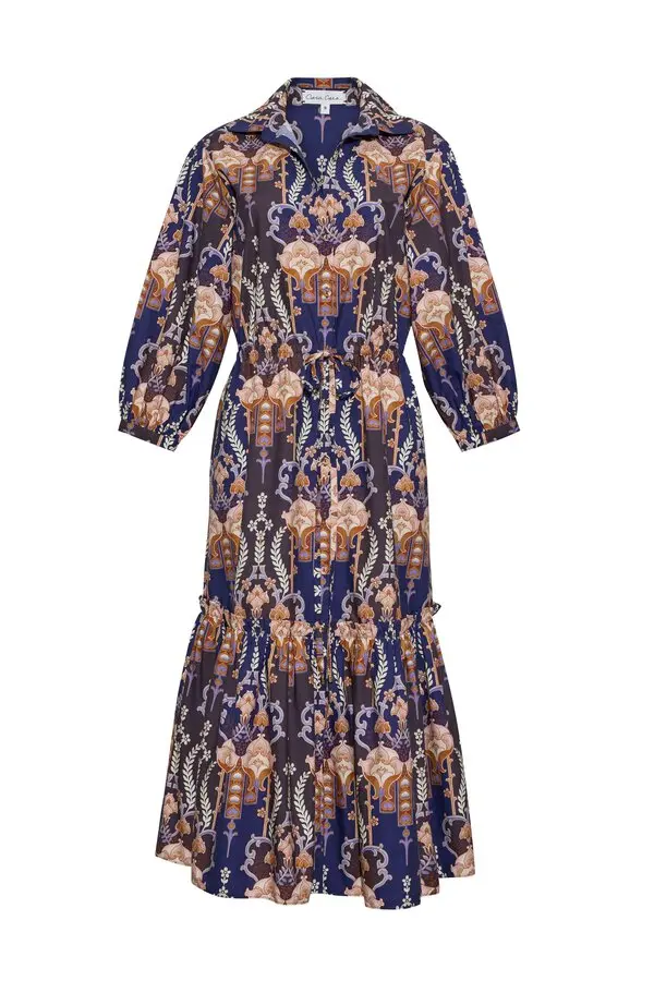 Cara Cara Hutton Dress - Flora Facade Blue