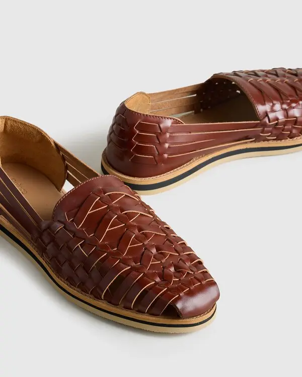Quince Handcrafted Leather Huarache Sandal - Brandy